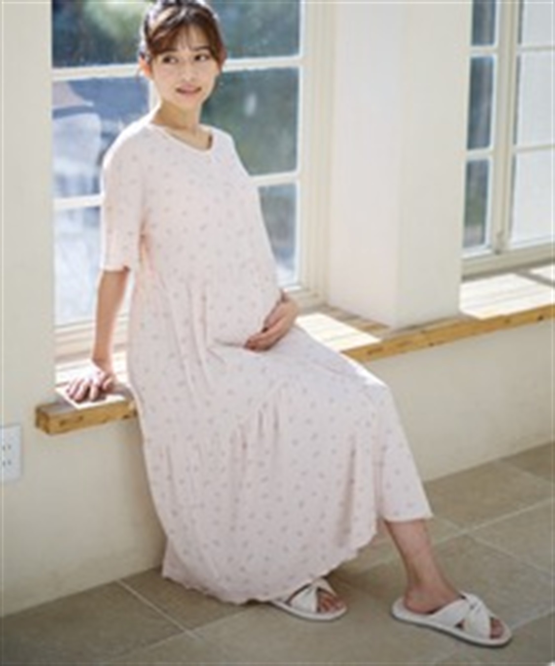 テレコ小花柄ティアードネグリジェ Rosemadame｜クロスプラス公式通販サイト