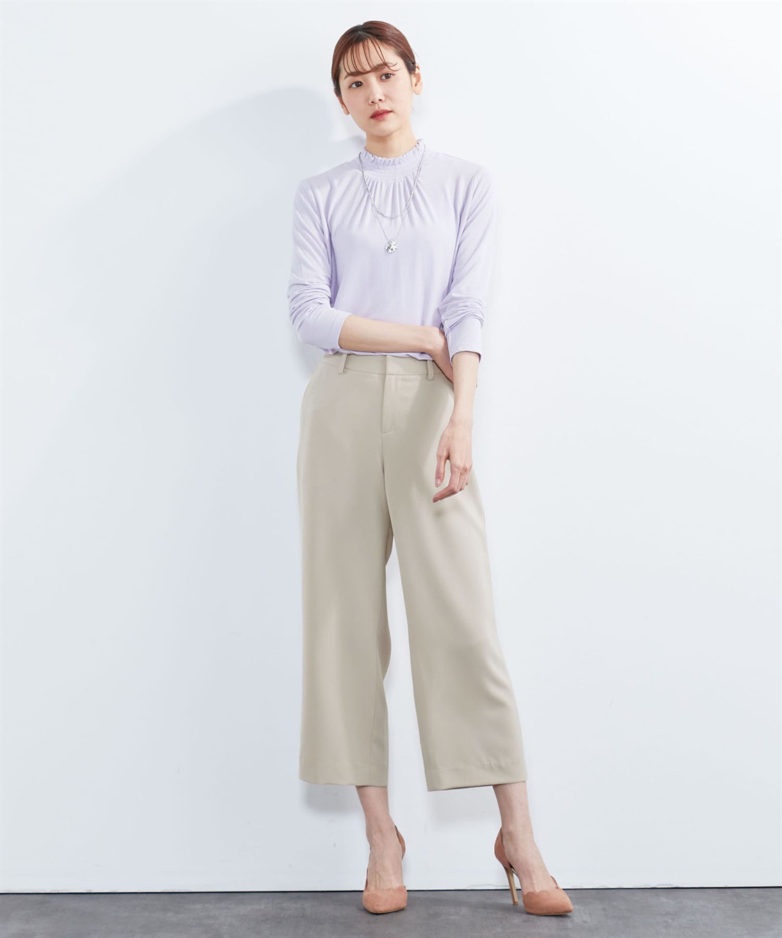 シャーリングハイネックカットソー A/C DESIGN BY ALPHA CUBIC シャーリングハイネックカットソー A/C DESIGN BY ALPHA CUBIC